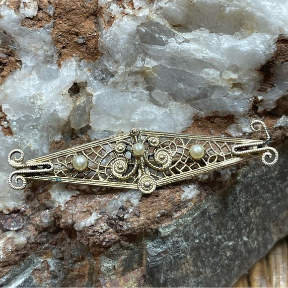 Denbe | Jewelry | Vintage Rare Denbe Filigree Art Deco Brooch Pin ...